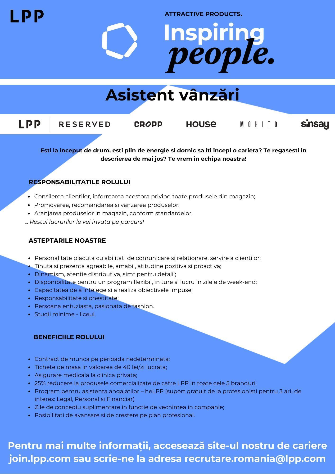 Asistent Vanzari Sinsay - Suceava, Odorheiu Secuiesc, Vaslui, Timișoara ...